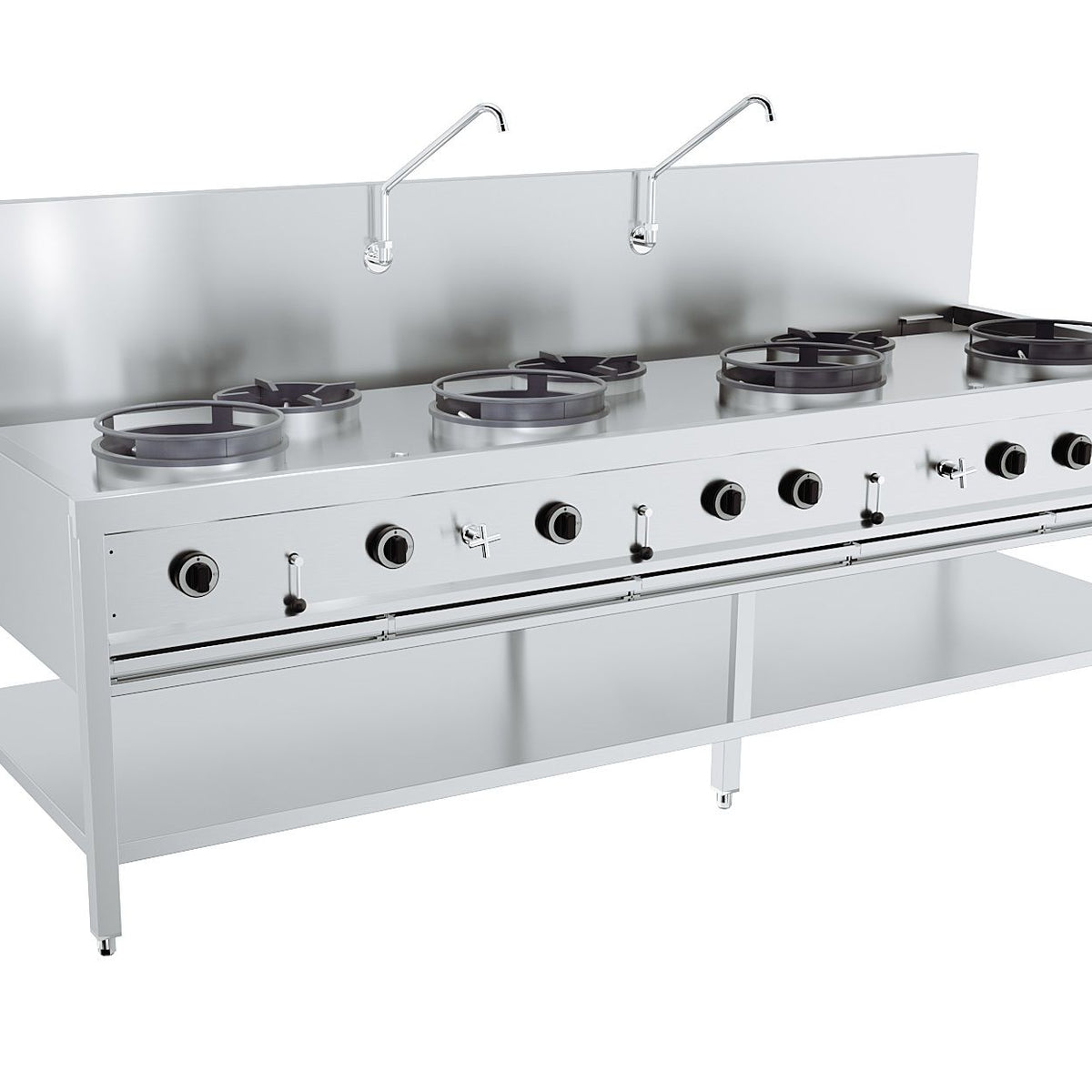 Combisteel Gas Wok 7 Burner Stove Cooker 4 x 17kW + 3 x 9kW - 7178.121 ...