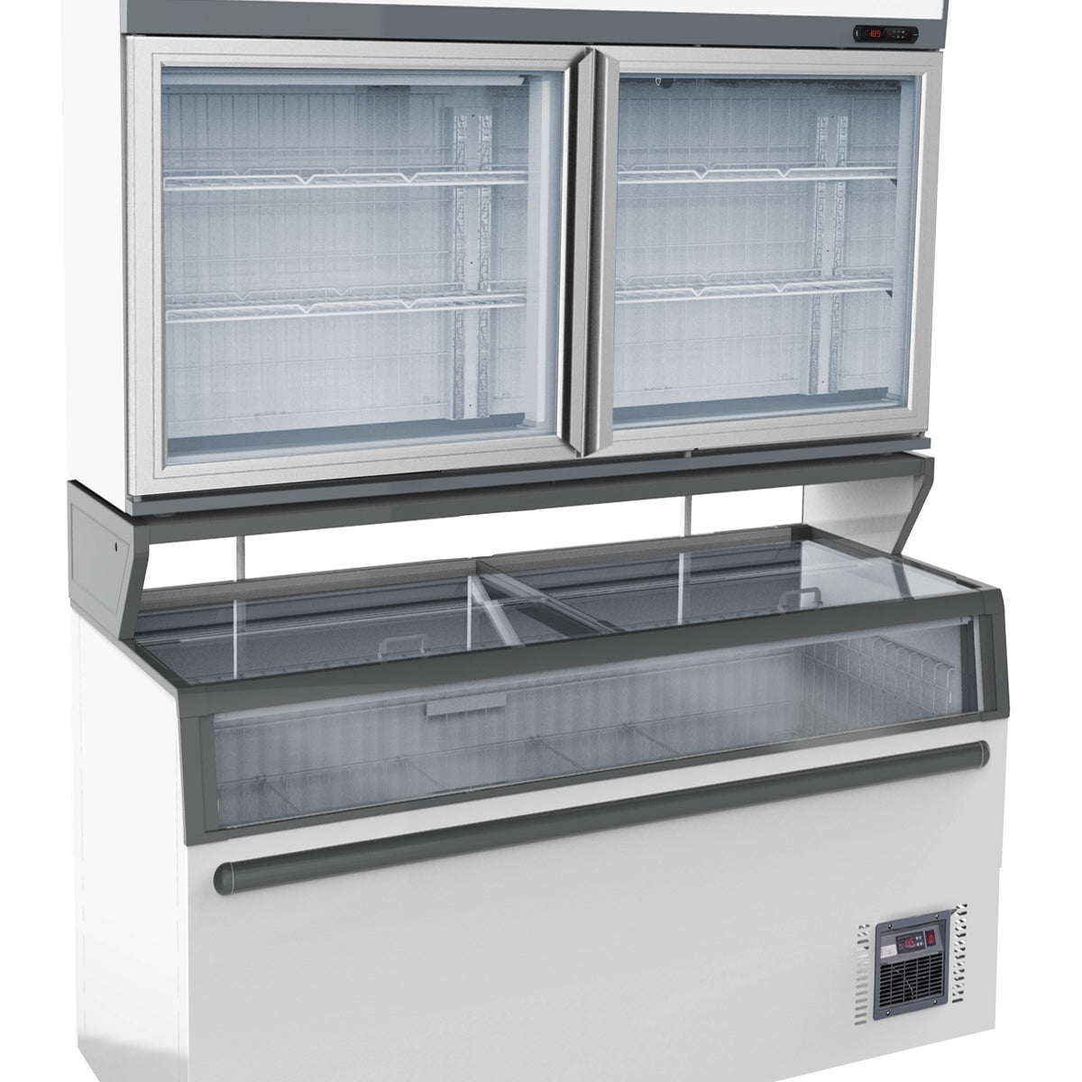Combisteel Wall Mounted Freezer Unit White 2 Glass Doors - 7455.2520 ...