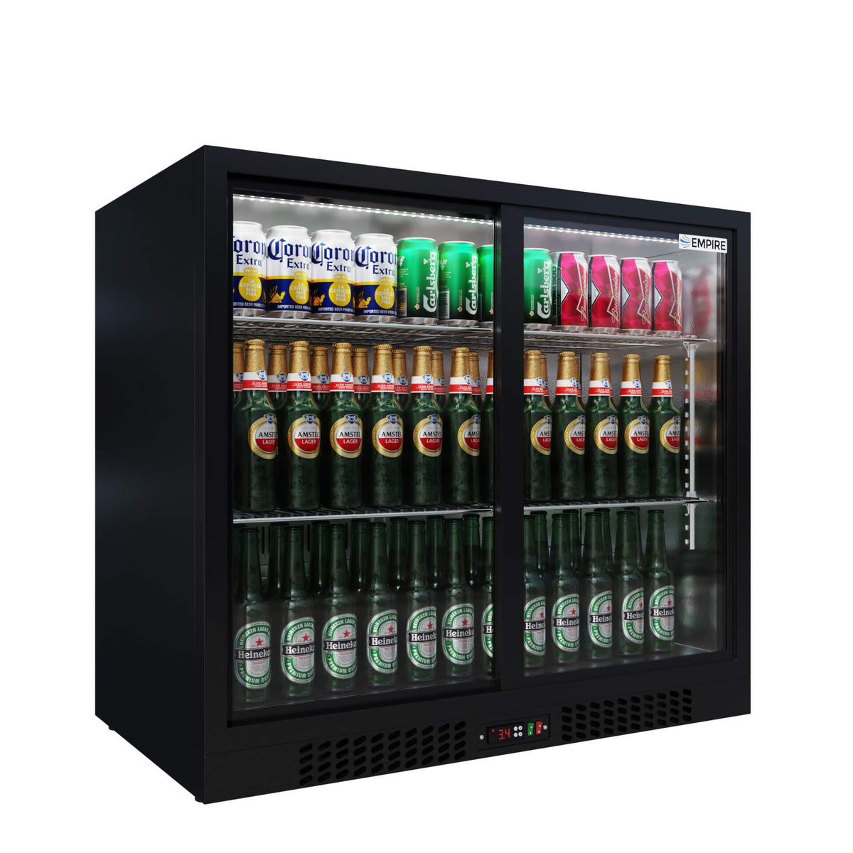 Empire Double Door 208L Bottle Cooler – B Rated Sliding Door Commercia ...