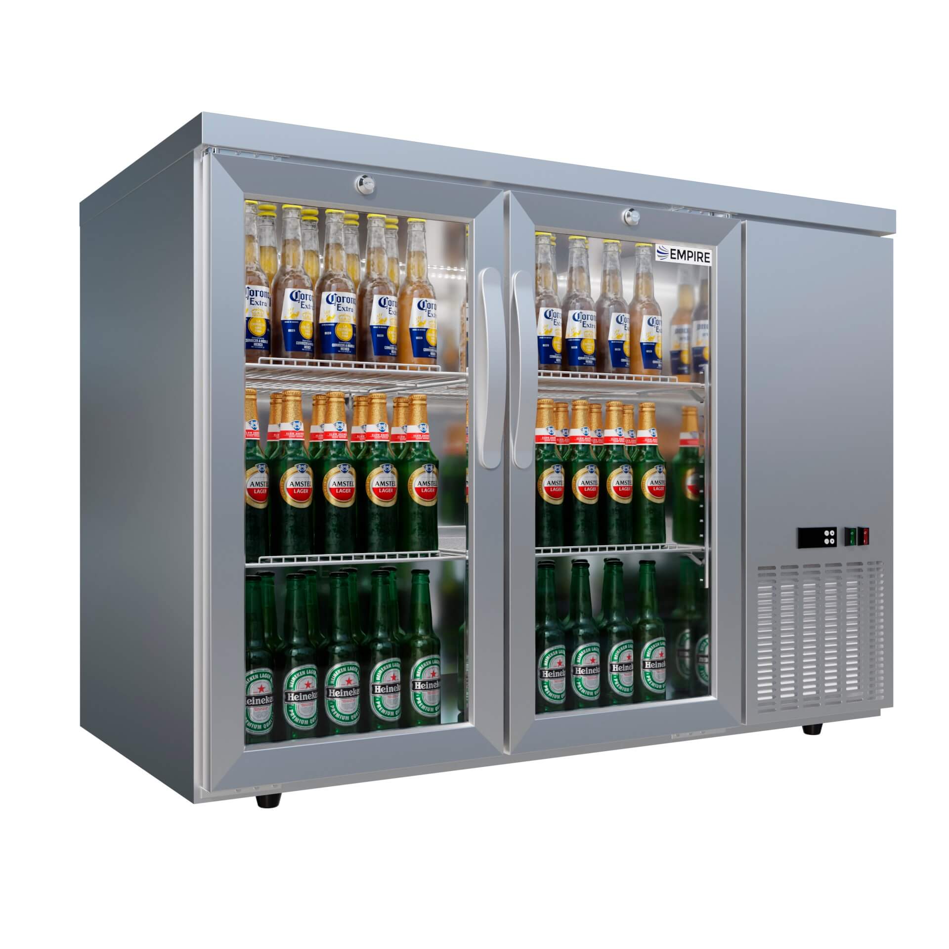 Empire High Capacity Stainless Steel Double Door Bottle Cooler Hinged ...