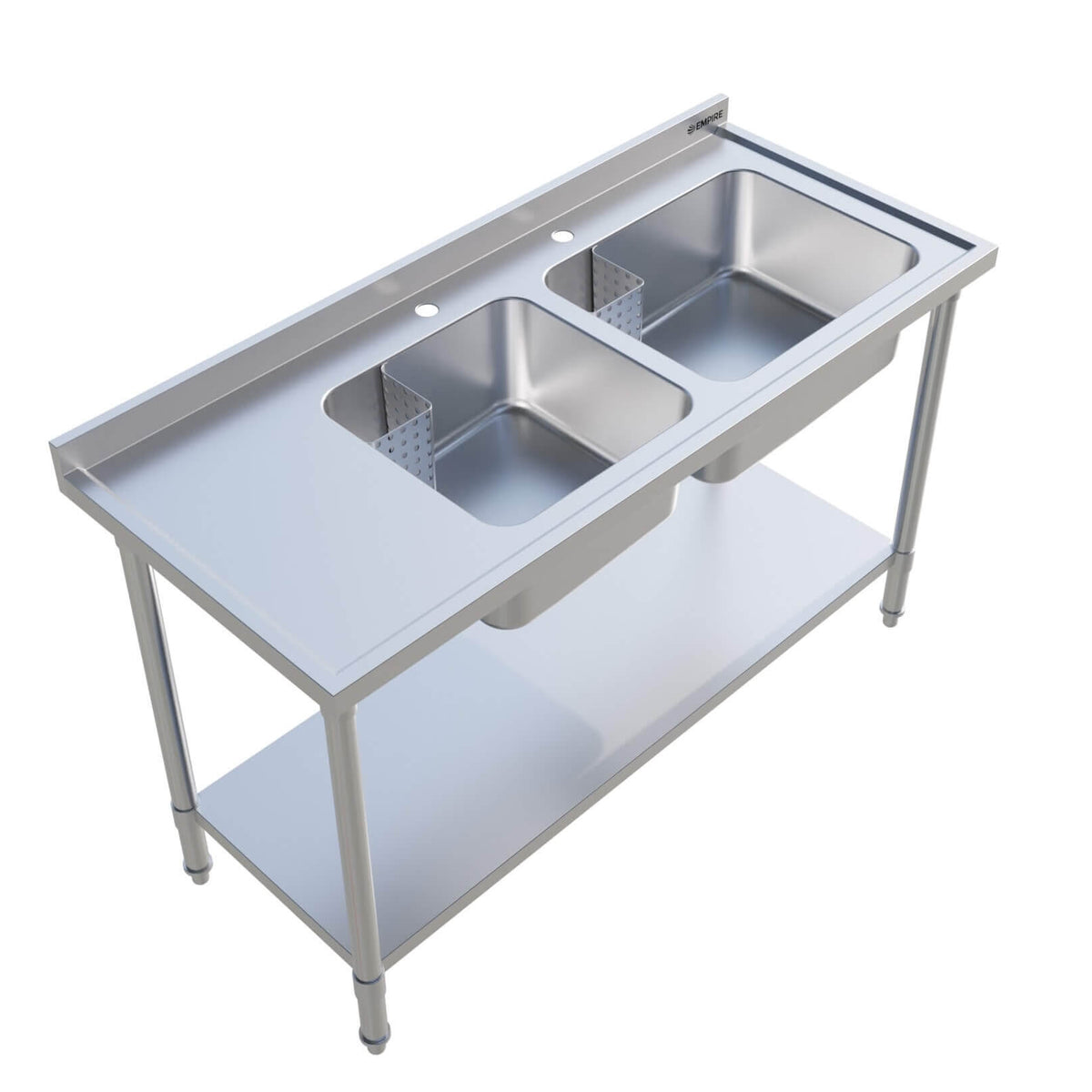Empire Stainless Steel Double Bowl Sink 1400mm Wide Left Hand Drainer ...