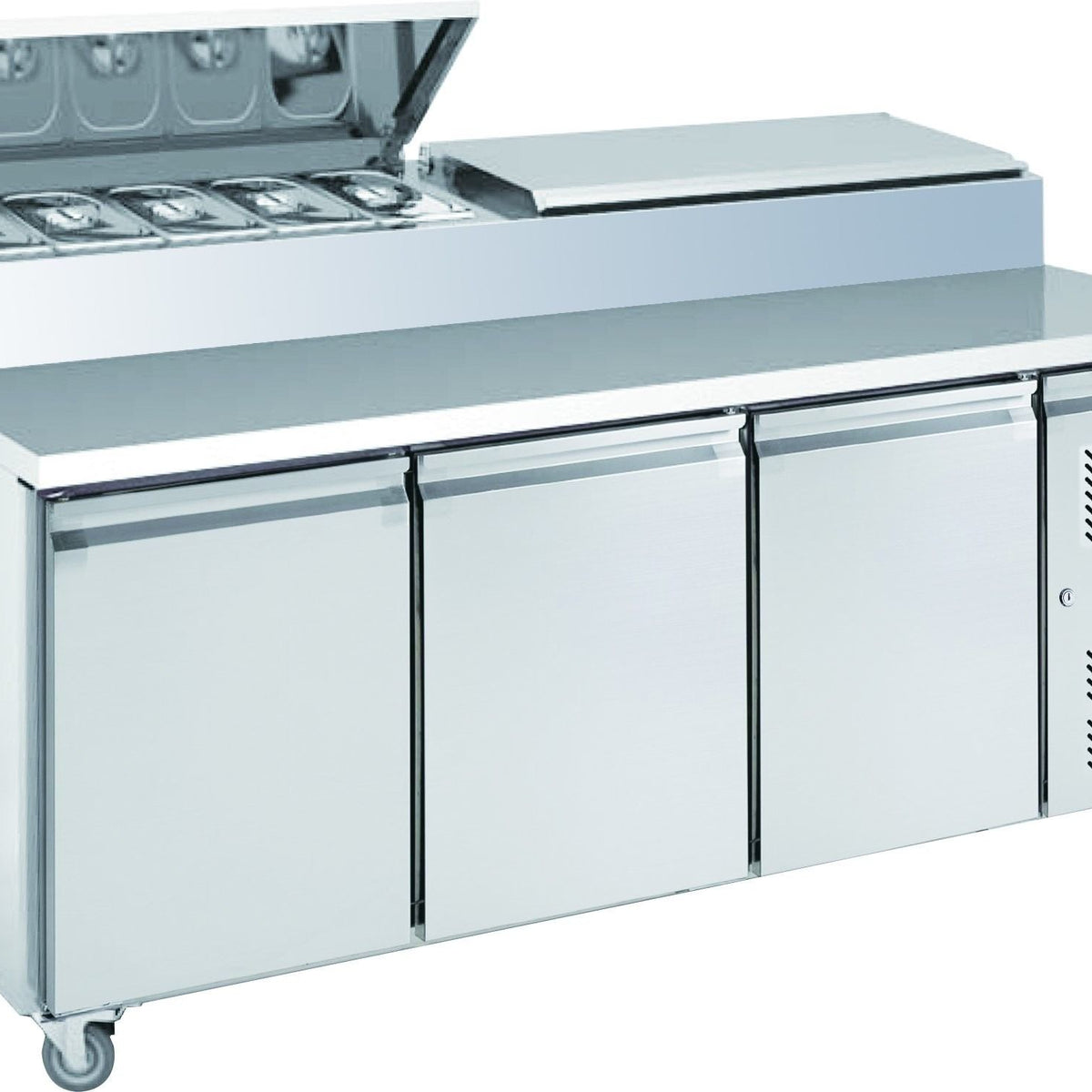 Chefsrange Three Door Prep Counter with 10 x 1/3 GN Topping Well ...
