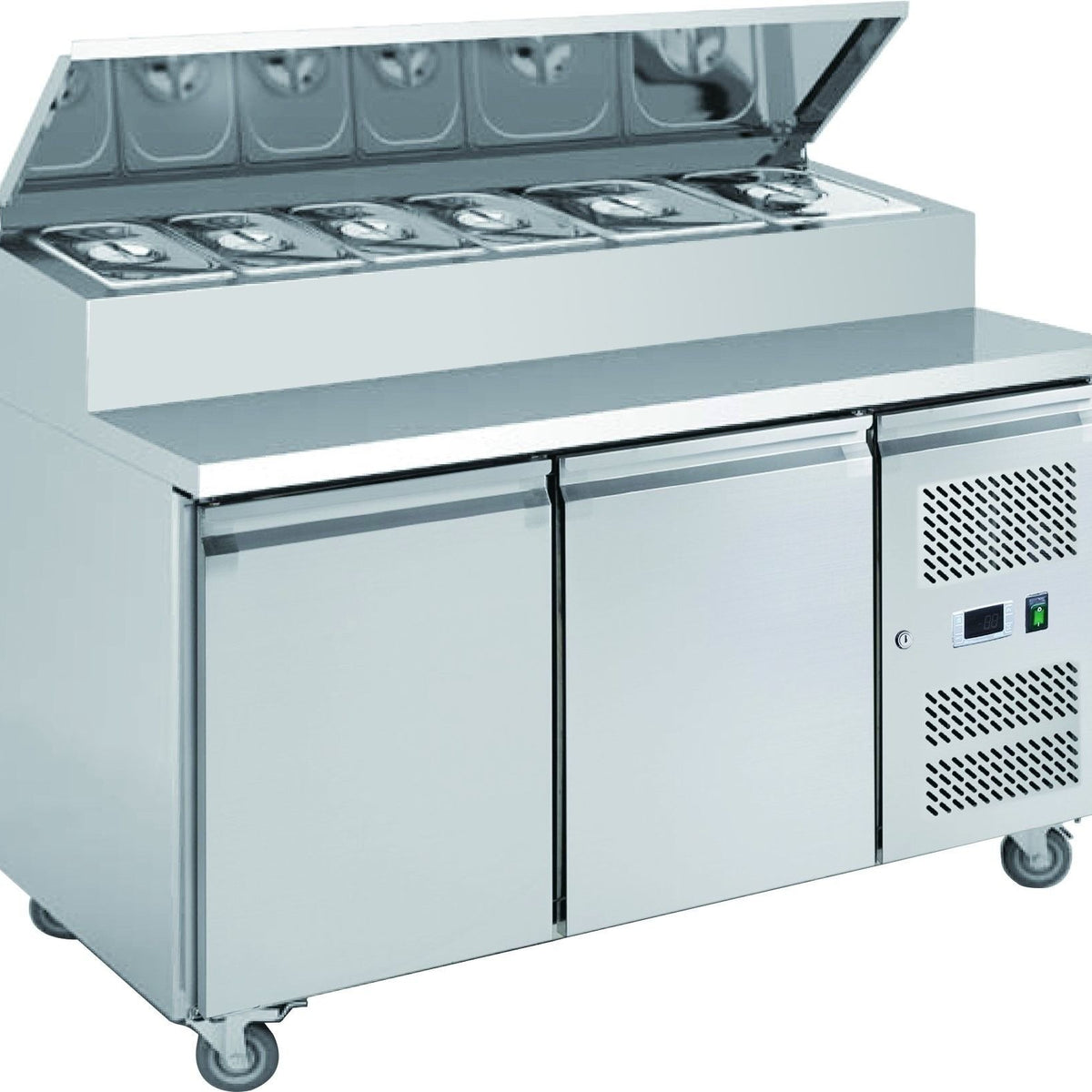 Chefsrange Two Door Prep Counter with 7 x 1/3 GN Topping Well - SP270 ...