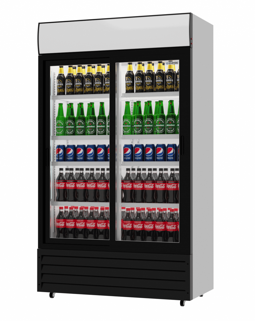 Empire Double Sliding Door Display Cooler with Merchandising Canopy ...