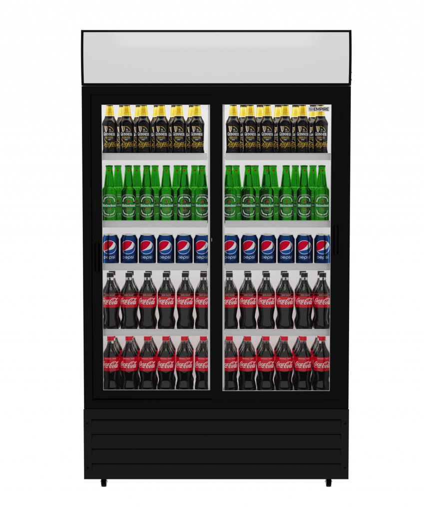 Empire Double Sliding Door Display Cooler with Merchandising Canopy ...